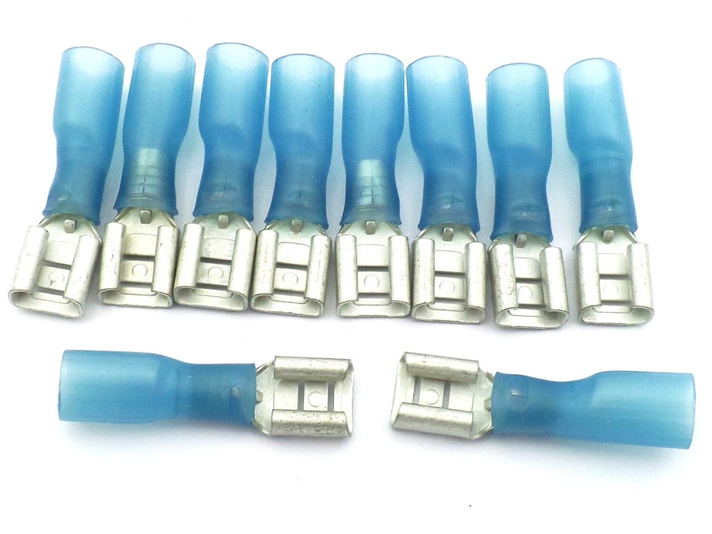 Terminal Blue Open End Heat Shrink Female Spade 10 Pack N-7